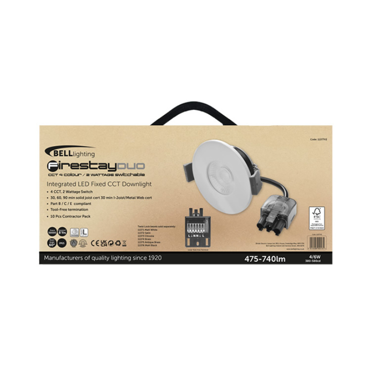 Bell Firestay Duo 4/6W LED CCT Wattage Switchable Downlight Contractor ...