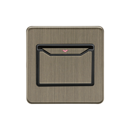 Knightsbridge Screwless Flat Plate Antique Brass 32A 1G Key Card Switch ...