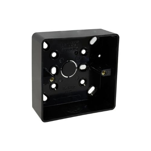 Univolt Black 1 Gang 32mm Round Surface Moulded Box KO/Trunking Entry ...