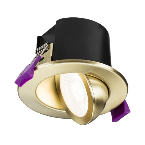 Knightsbridge SpektroLED Evo Brushed Brass Tilt Fire Rated IP65 ...