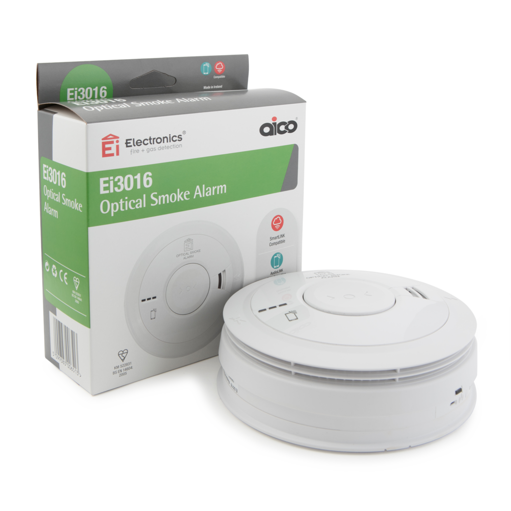Aico Ei3016 Mains Optical Smoke Alarm with 10 Year Lithium Battery Back ...