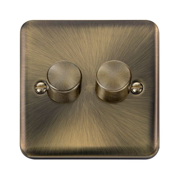 Click Deco Plus Antique Brass 2 Gang 2 Way 100W LED Dimmer Switch ...