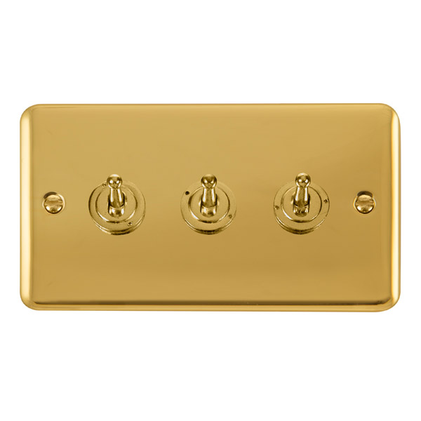 Click Deco Plus Polished Brass 3 Gang 2 Way Toggle Switch DPBR423 ...