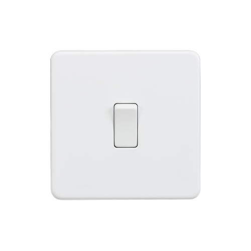 Knightsbridge Screwless Flat Plate Matt White 10A 1 Gang 2 Way Switch ...